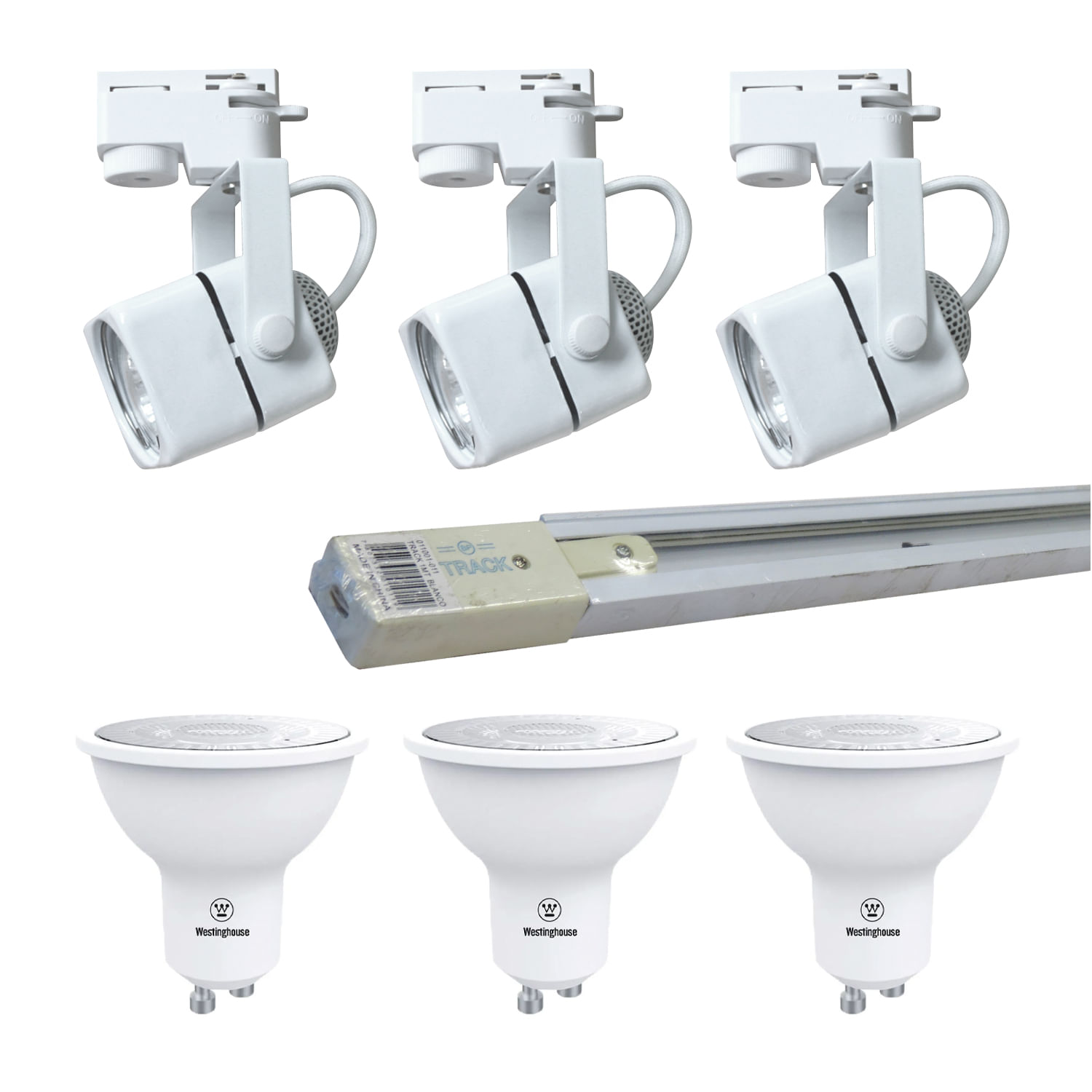 Pack 3 Focos LED 30W Negro | Con Riel | ByP - ByP
